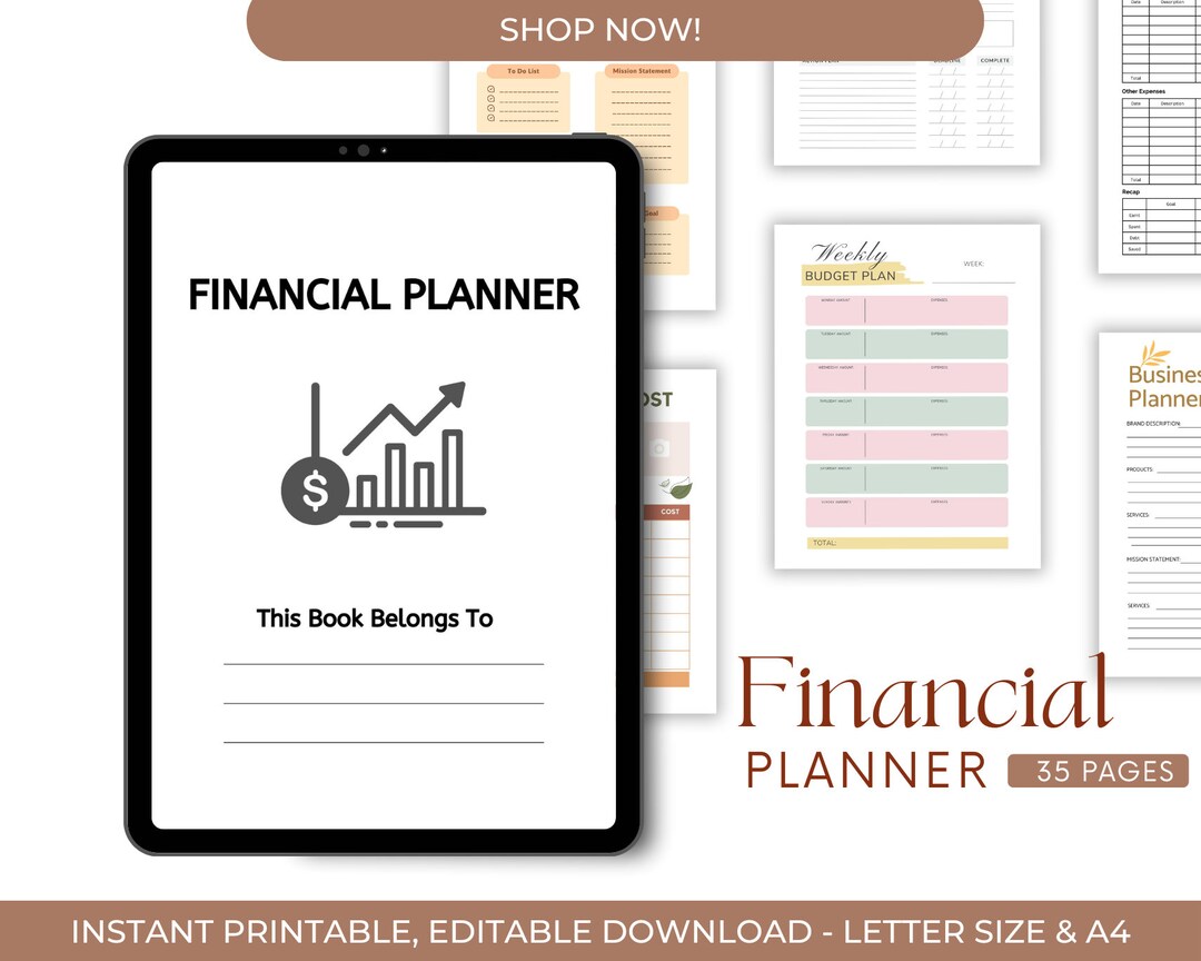 Printable and Editable Financial Planner Canva Template - Monthly ...