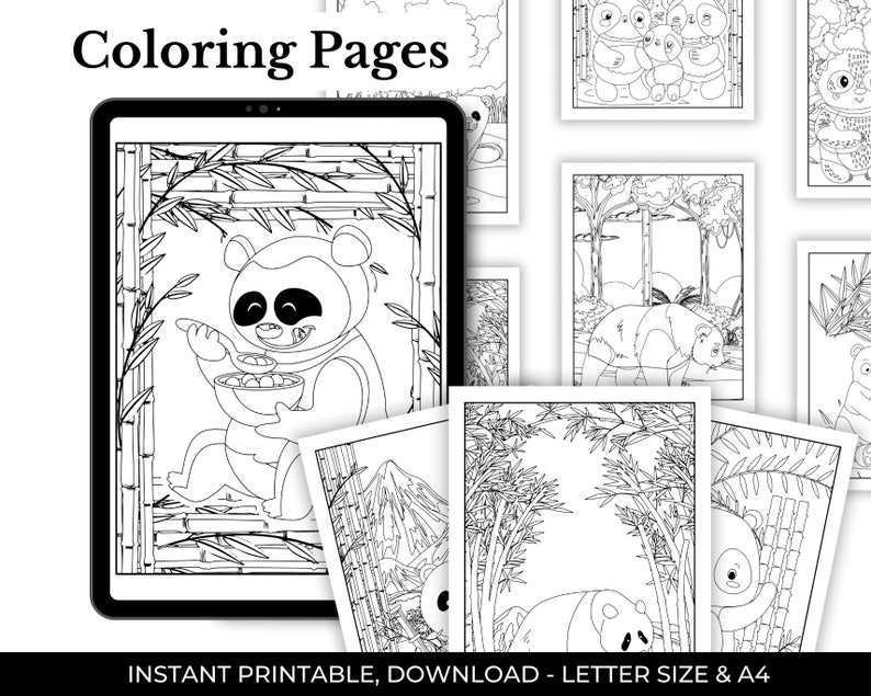 Panda Coloring Pages for Kids Gifts for Teacher Gifts for Kids - Etsy