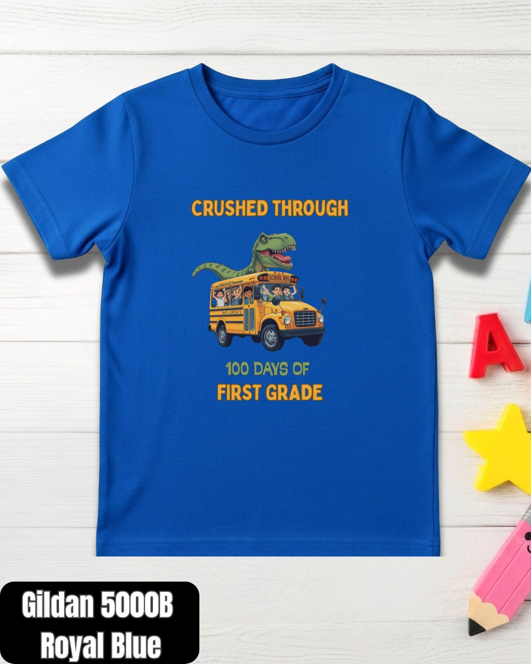 100 Days of School Shirt, Dino T-rex School Bus Tee - Etsy