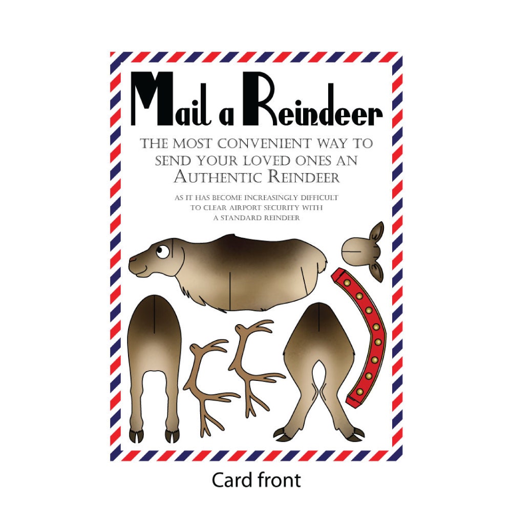 4 Mail a Reindeer Greeting Cards - Etsy
