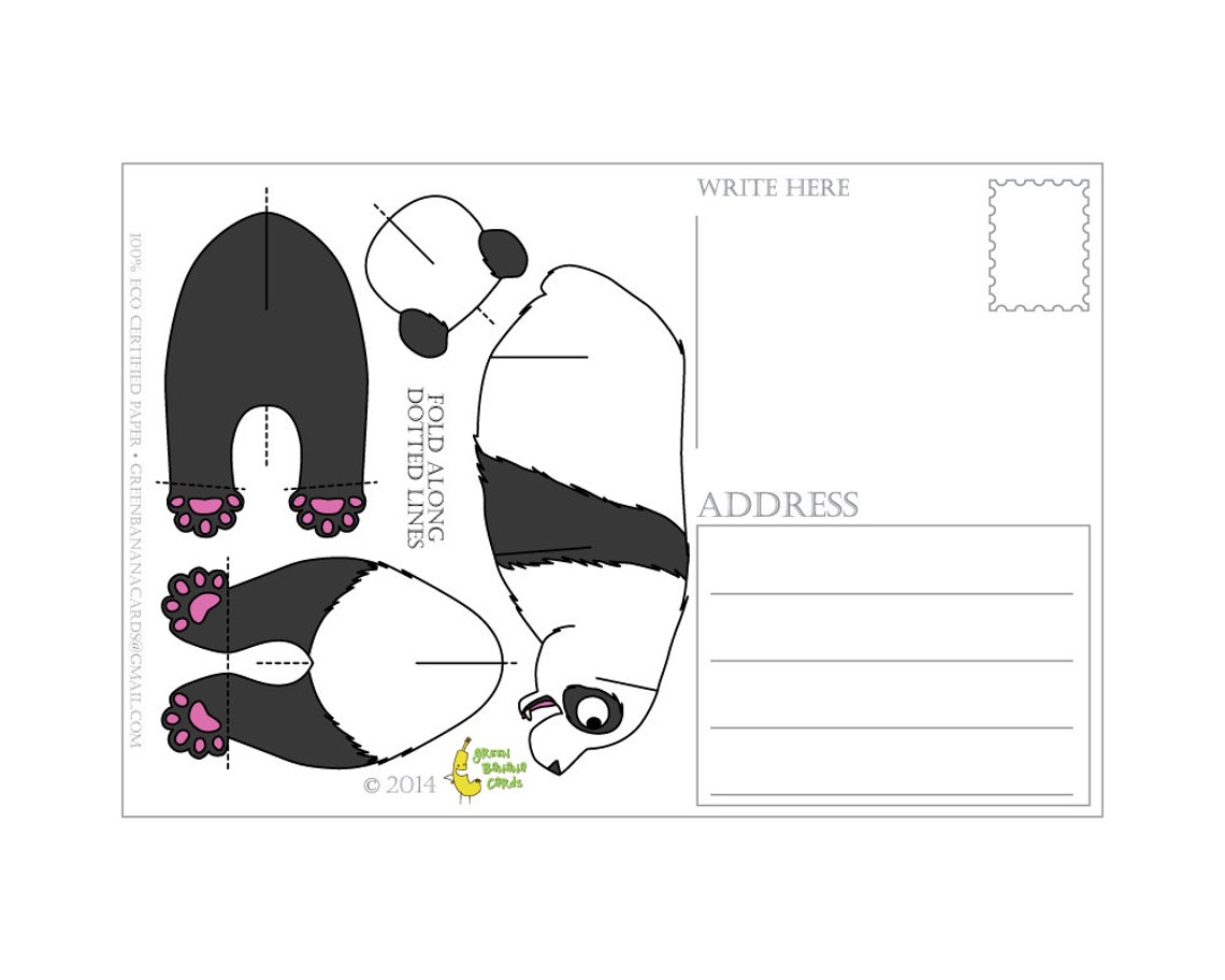 Panda Postcards, Set of 8 "mail a Panda" Postcards - Etsy