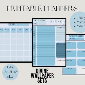 Printable Planner Set - Daily, Weekly, and Monthly Pages in Beautiful ...