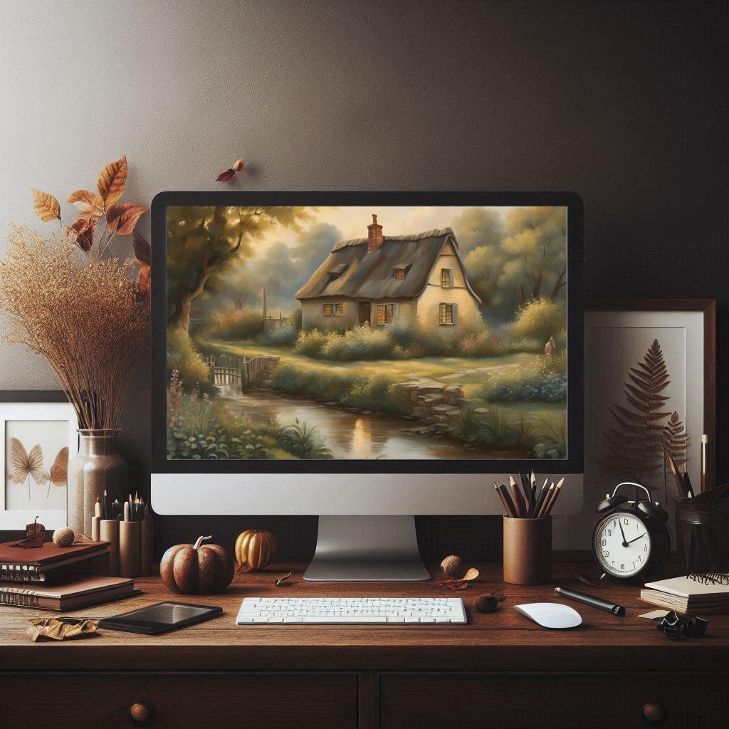 Cottagecore Desktop Wallpaper Bundle | 16:9 | Free Canva Calendar ...