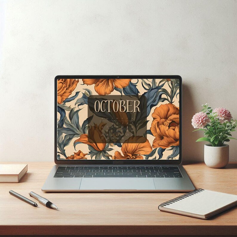 October 2024 Floral 8 Wallpaper Bundle | Autumnal Colours | Dark Floral ...