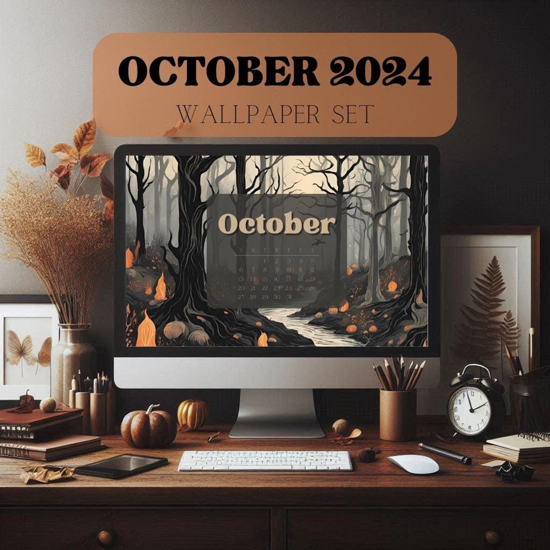 October 24 Spooky Witchy Autumn Digital Wallpaper Set | Dark Cosy ...