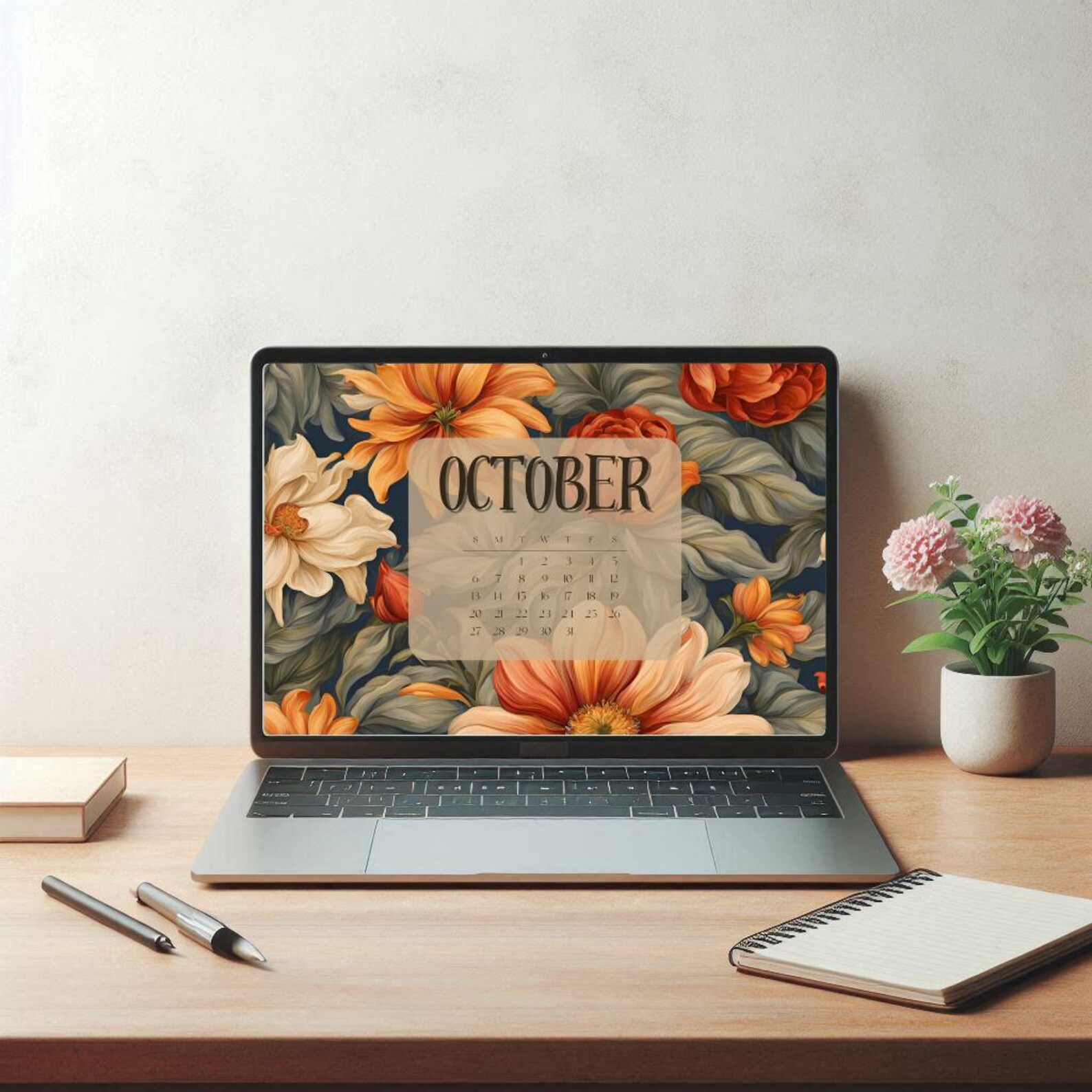 October 2024 Floral 8 Wallpaper Bundle | Autumnal Colours | Dark Floral ...