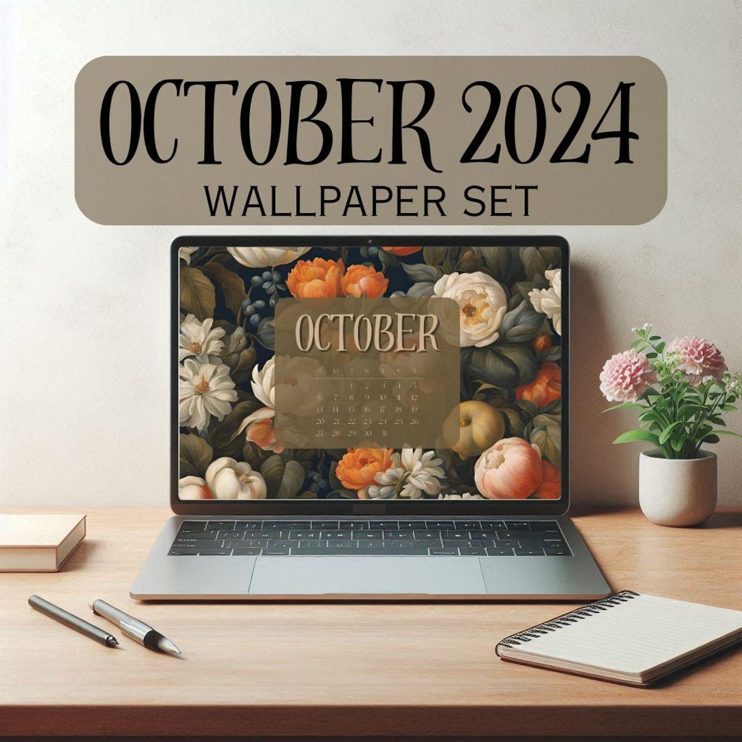 October 2024 Floral 8 Wallpaper Bundle | Autumnal Colours | Dark Floral ...