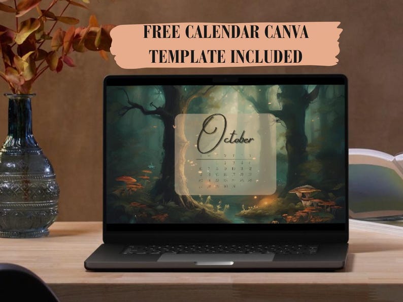 Cottagecore Desktop Wallpaper Bundle | 16:9 | Free Canva Calendar ...