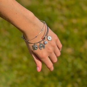 Handmade Custom Silver Charm Bangle - Etsy