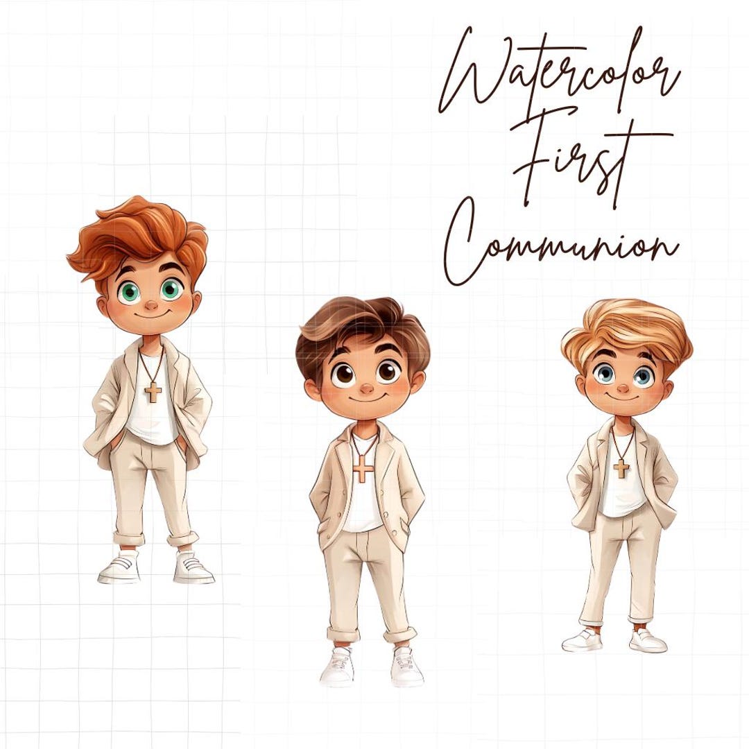 First Communion Boy Clipart, Cummunion, PNG Bundle, Eucharist ...