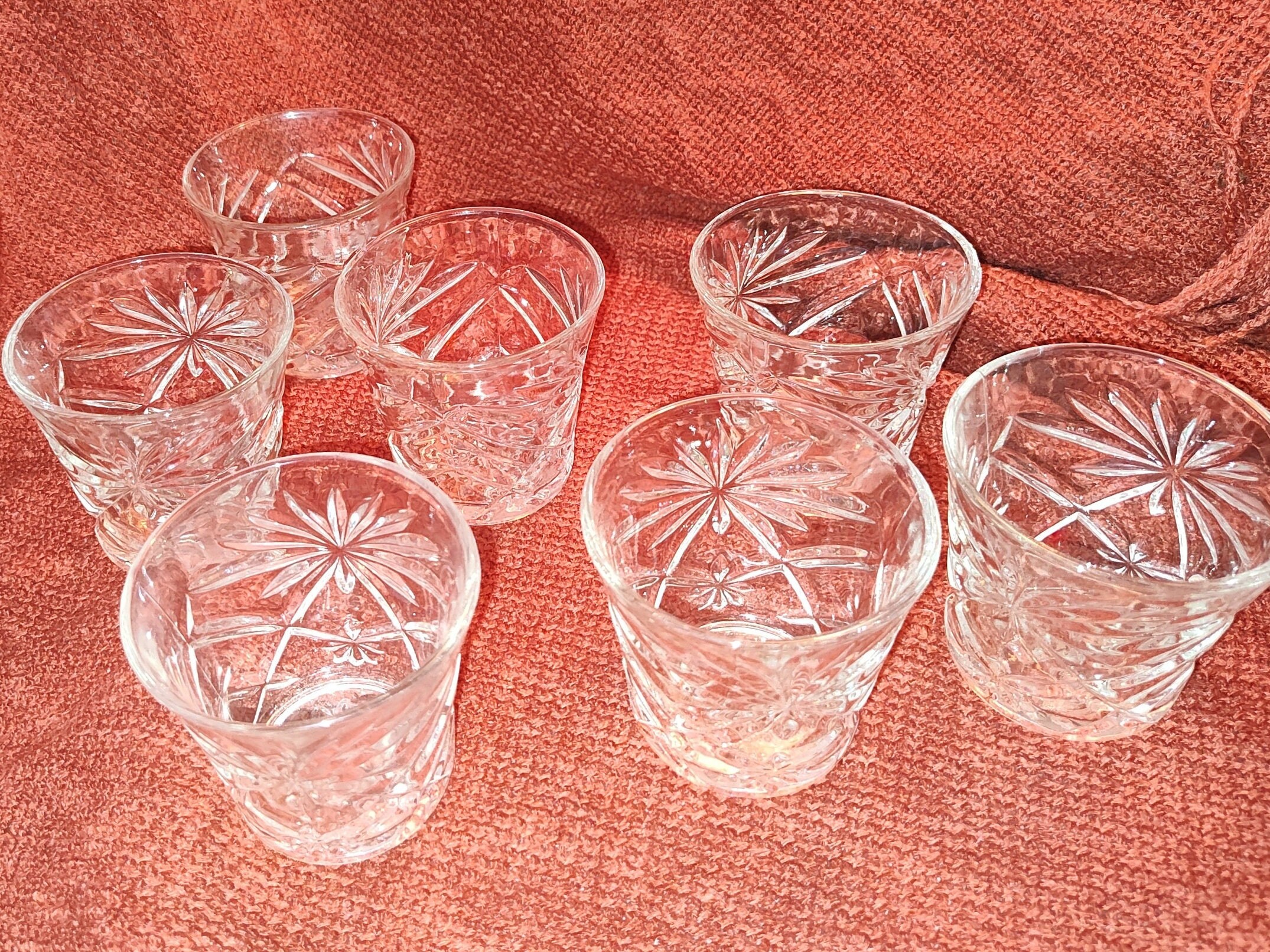 Set of 7 Cut Glass Tumblers in Star Pattern - Etsy