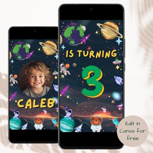 Outer Space Birthday Video Invitation Template Animated Space Astronaut ...