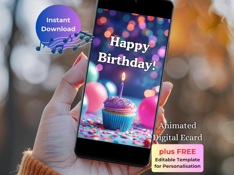 Happy Birthday Animated Electronic Digital Card Birthday Video Mobile ...