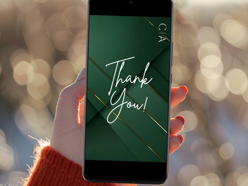 Green Thank You Digital Video Card Template Editable in Canva Emerald ...