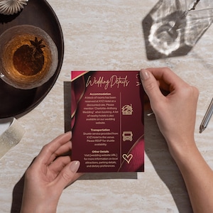 Maroon Wedding Invitation Printable Template Editable in Canva for Easy ...