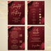 Maroon Wedding Invitation Printable Template Editable in Canva for Easy ...