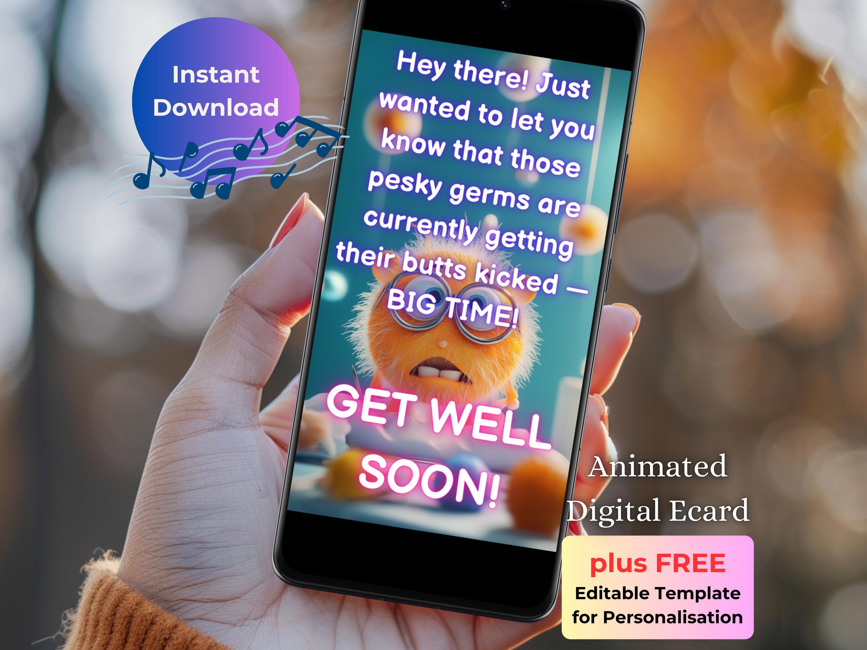 Get Well Soon Animated Electronic Digital Card Feel Better Soon Video ...