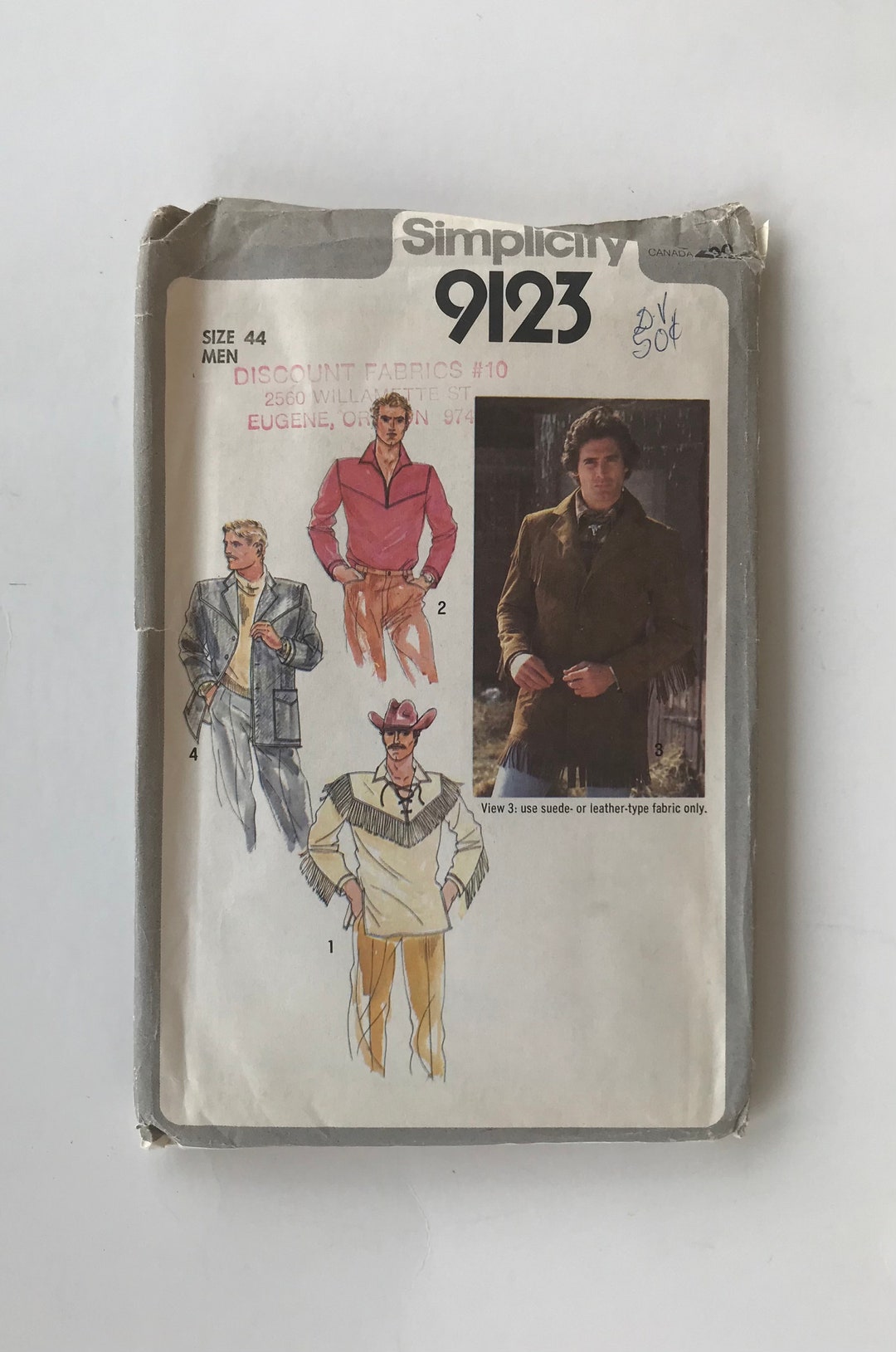 1970s UNCUT Simplicity Sewing Pattern 9123 / Mens Cowboy Shirts Tops ...