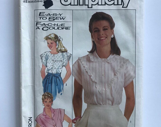 1980s UNCUT Simplicity Easy Sewing Pattern 8083 / Womens Blouse Tops ...