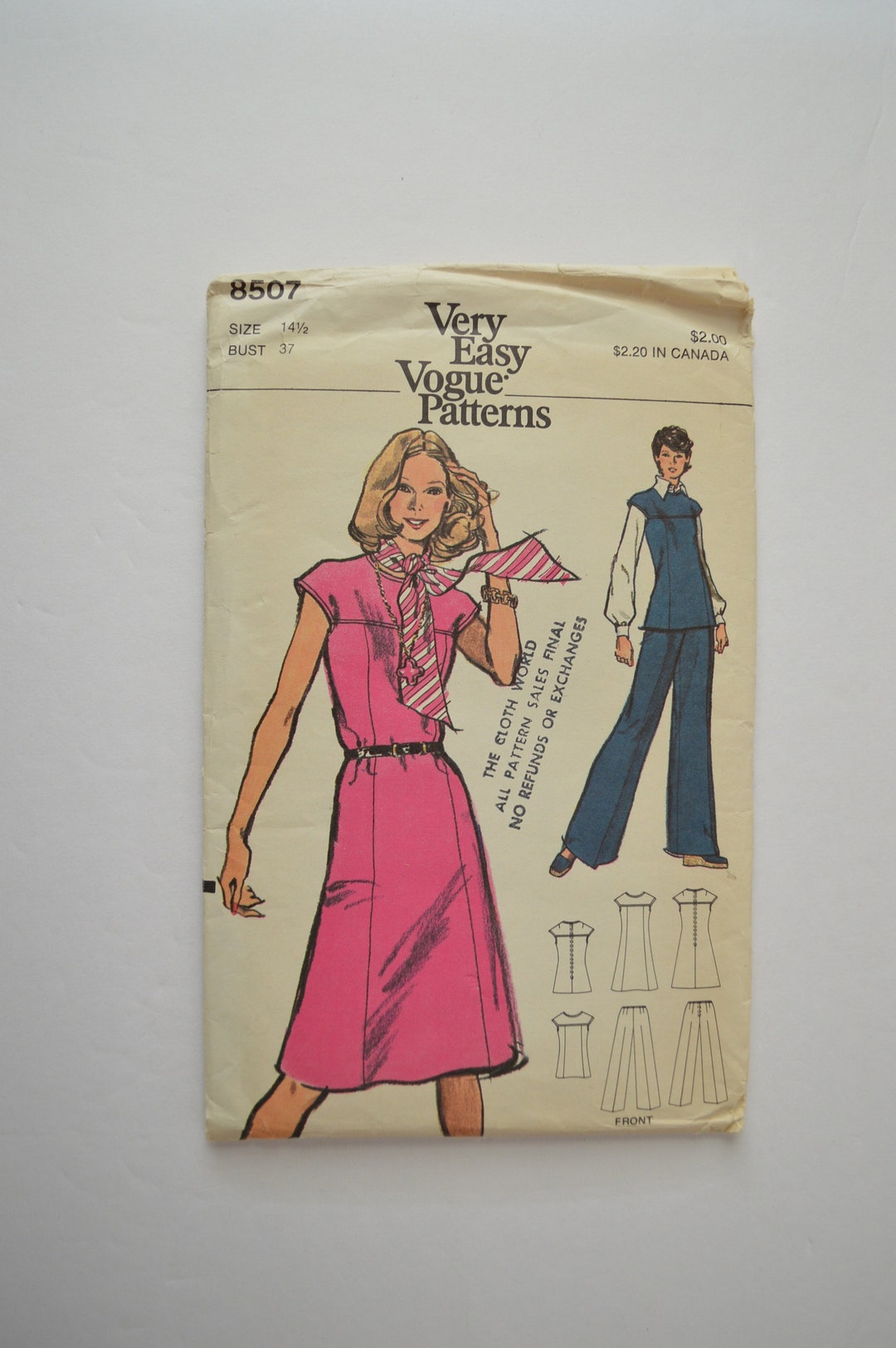 1970s Vintage Vogue Sewing Pattern 8507 Womens A-line Dress or Tunic ...