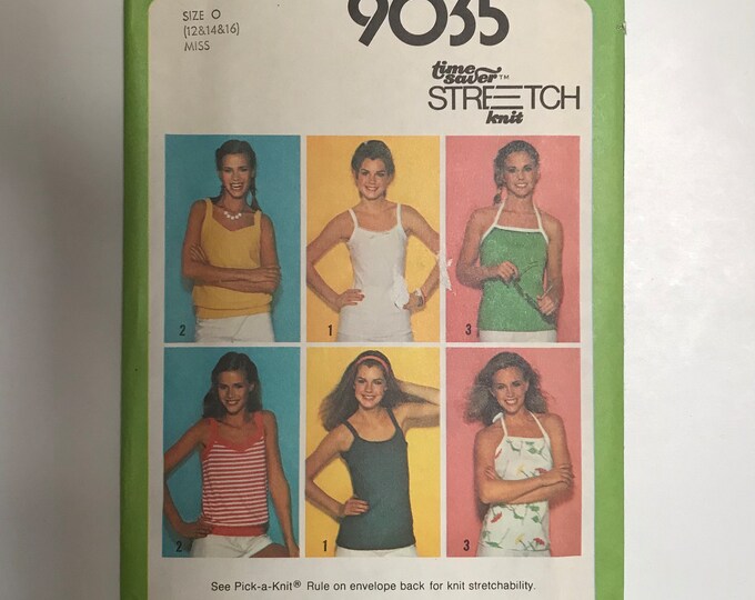 1970s UNCUT Simplicity Sewing Pattern 9035 / Womens Pullover Tank Tops ...