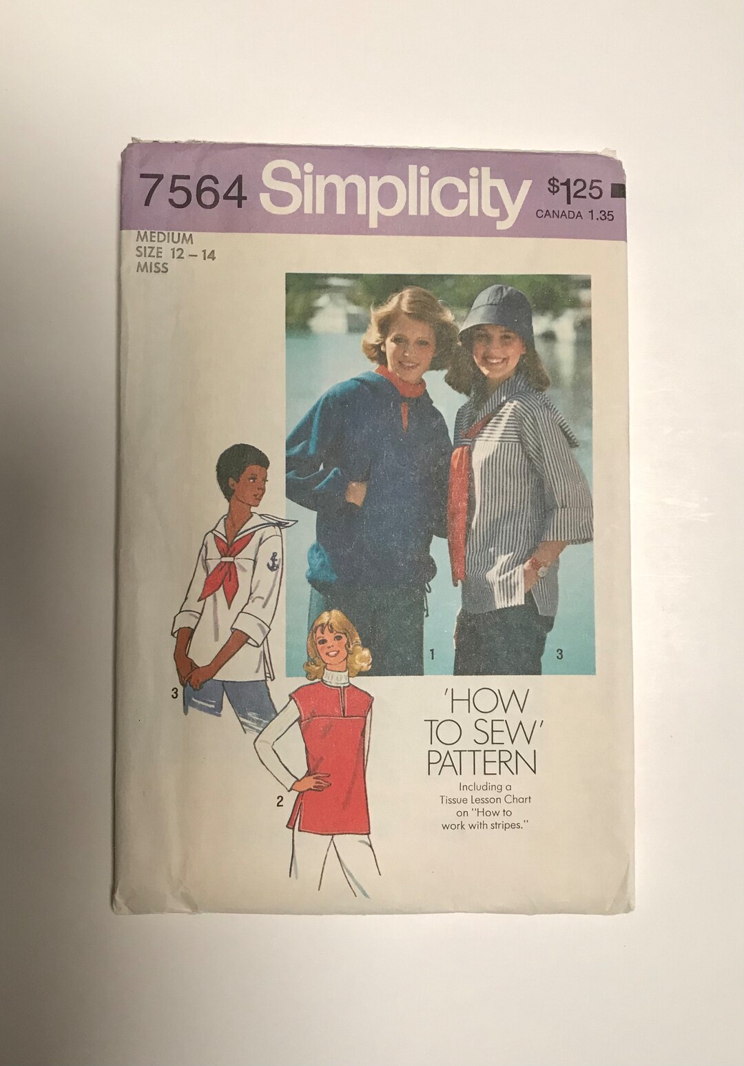 1970s UNCUT Simplicity how to Sew Sewing Pattern 7564 / Womens Pullover ...