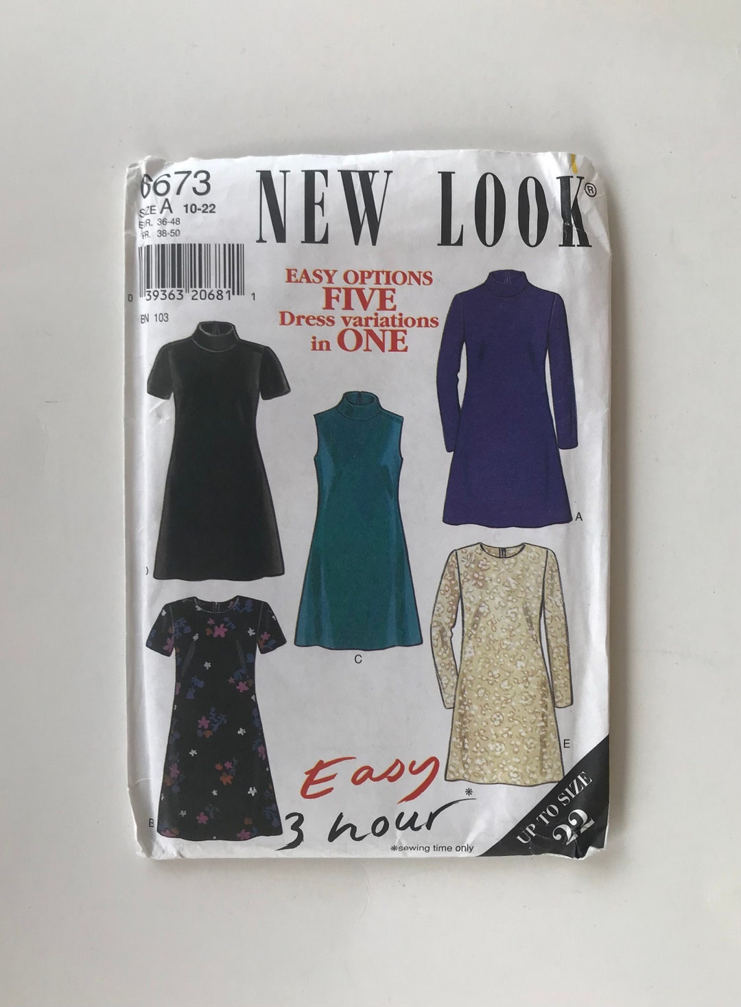 1990s UNCUT New Look Easy Sewing Pattern 6673 / Womens Dress / Mock ...