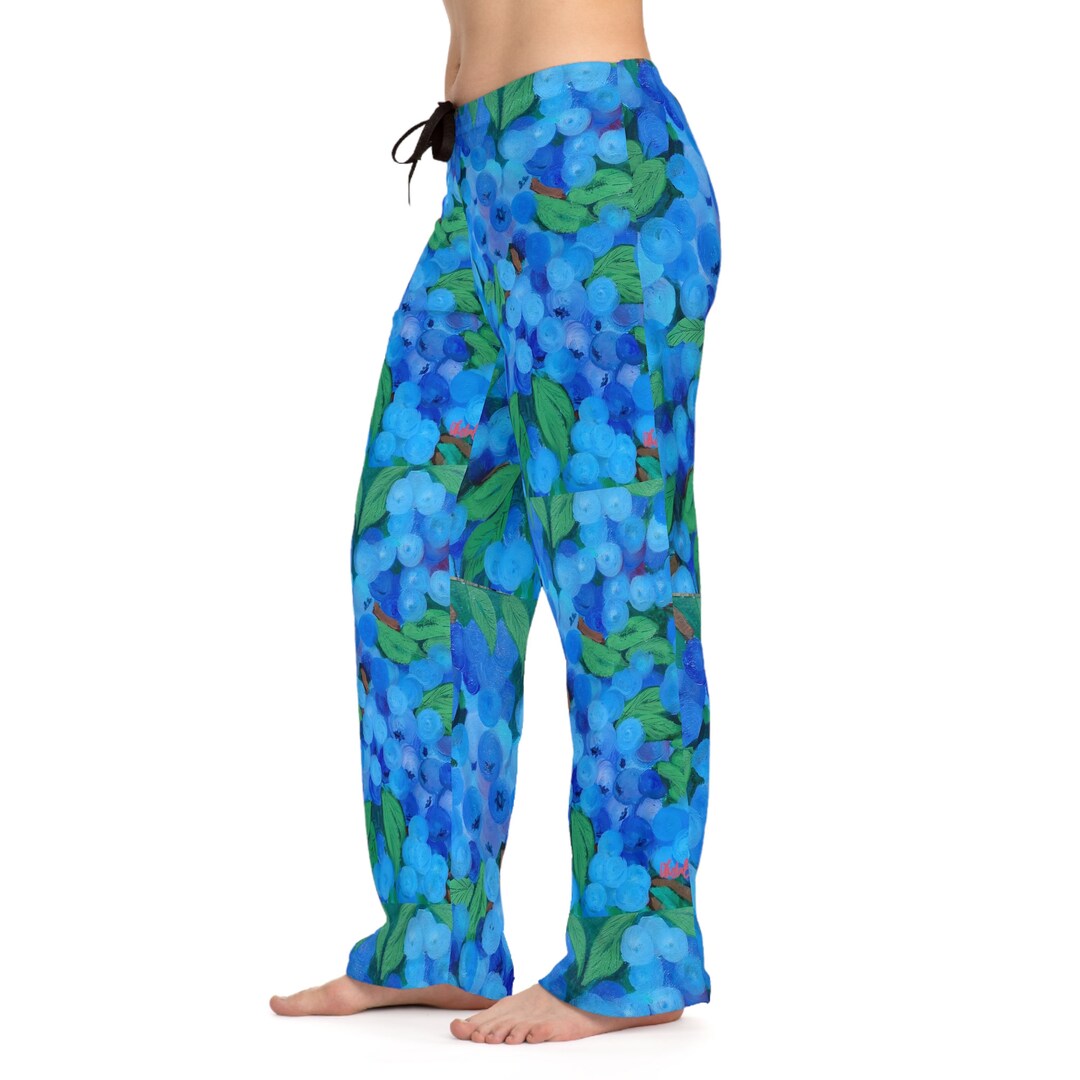 Blueberry Pie Women's Pajama Pants, Blueberry Print Pajama, Colorful ...