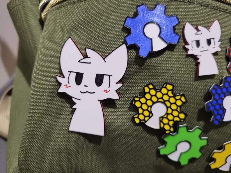 Boykisser Pin/badge 3D Printed Coated 60mm, Cute Furry LGBTQ+ Accessory ...