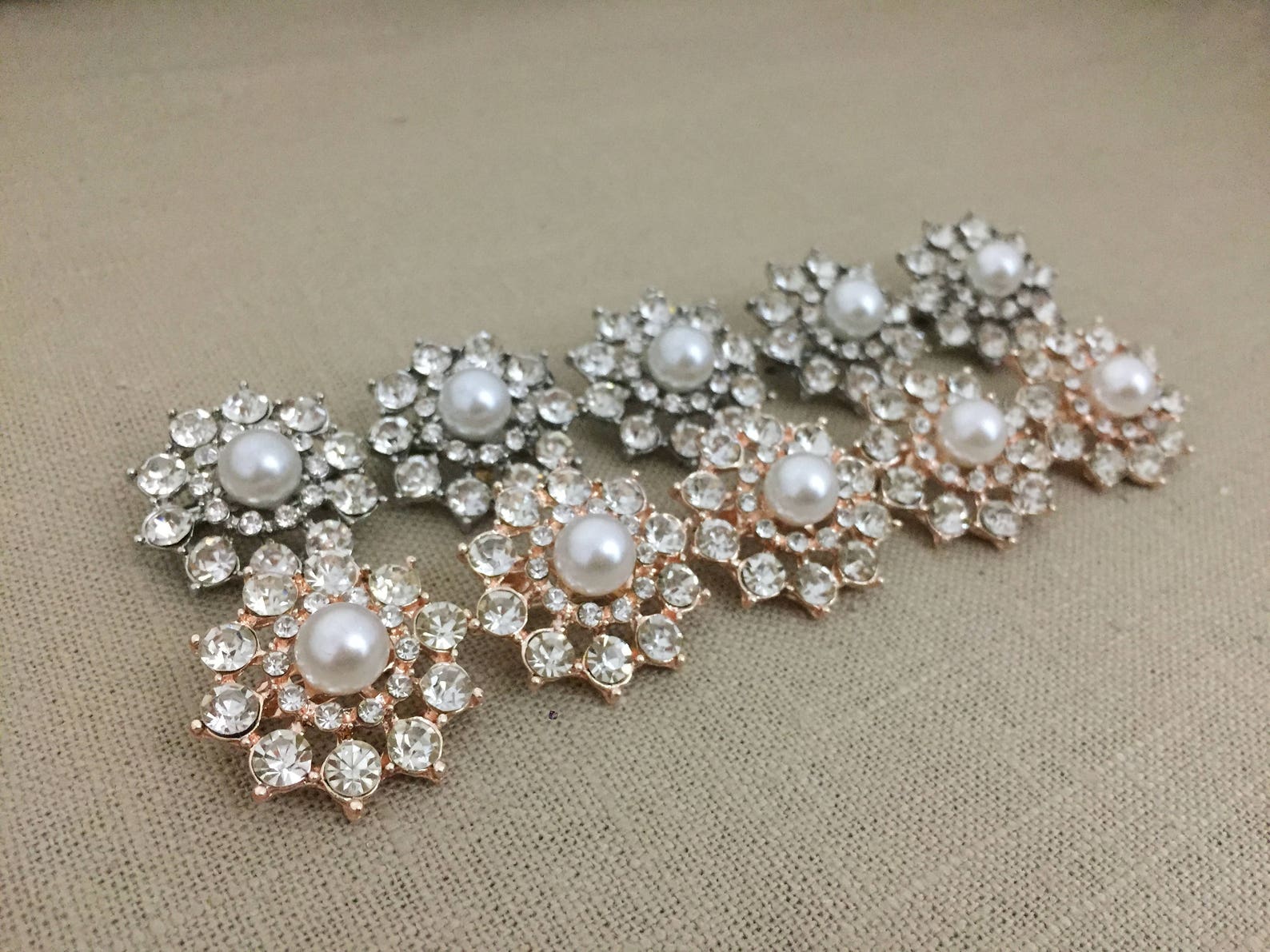 Rose Gold Rhinestone Brooch Silver Crystal Brooch Pearl Brooch | Etsy