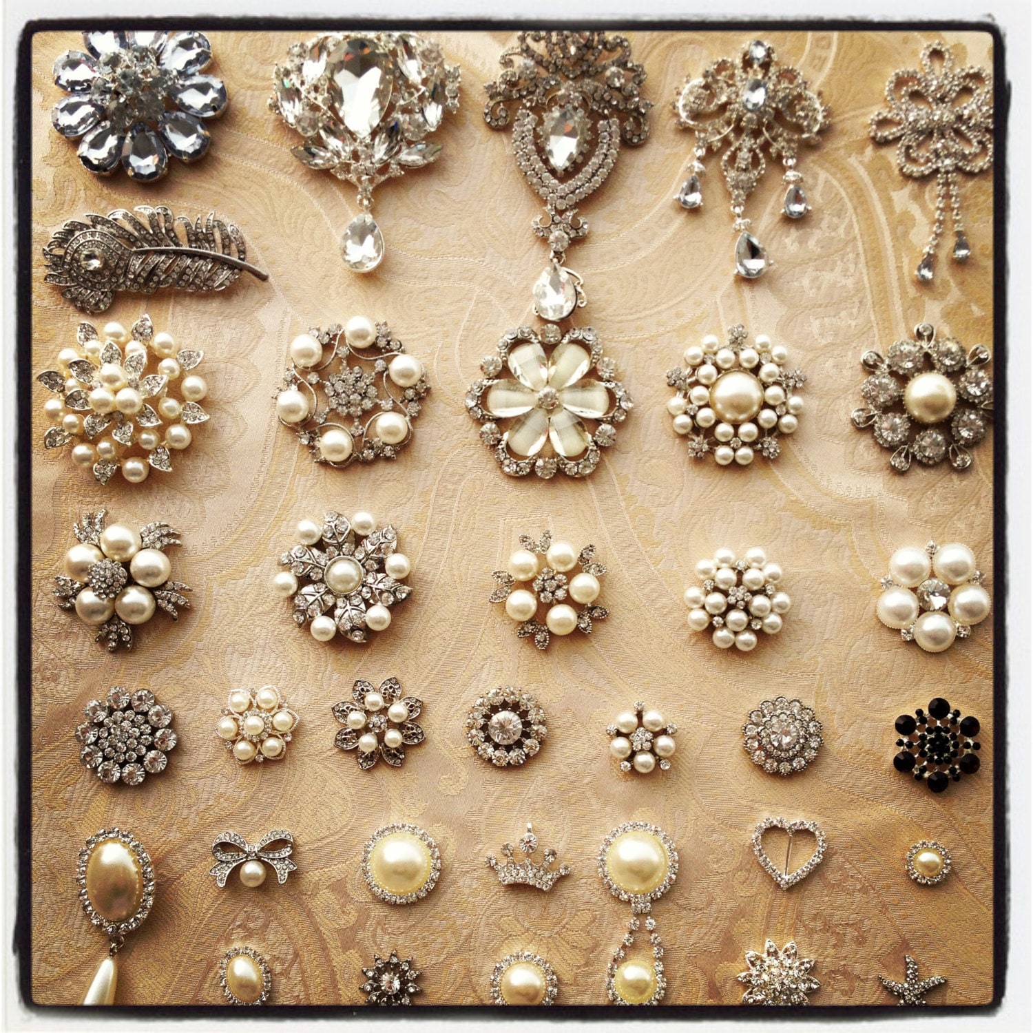 35 Rhinestone Brooches for Bridal Brooch Bouquet Bridal | Etsy