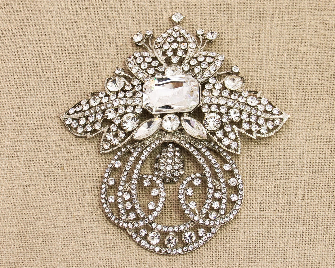 Large Wedding Brooch Large Rhinestone Brooch Statement Brooch Wedding ...