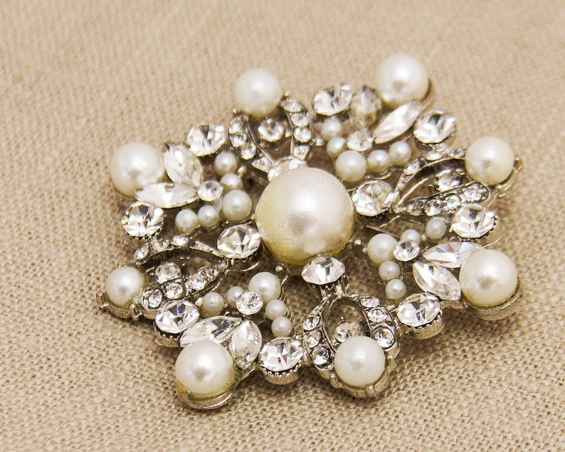 Wedding Pearl Brooch Large Rhinestone Brooch Statement Brooch - Etsy UK