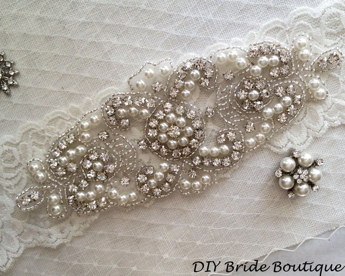 Pearl Applique Rhinestone Applique Wedding Sash Applique | Etsy