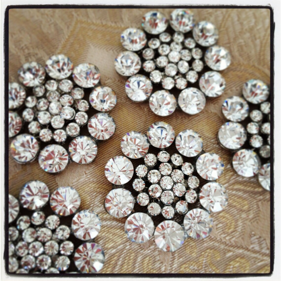 5 Rhinestone Buttons Silver Rhinestone Button Rose Gold Button | Etsy