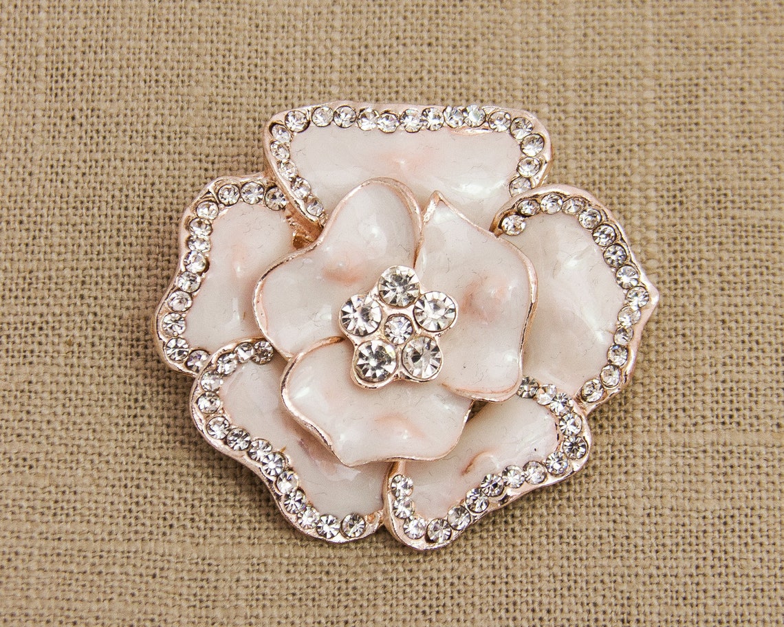 Rose Gold Wedding Brooch Rhinestone Brooch Crystal Brooch - Etsy