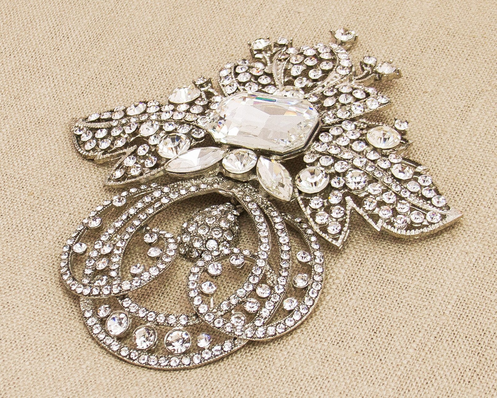 Rose Gold Wedding Brooch Large Rhinestone Brooch Statement - Etsy