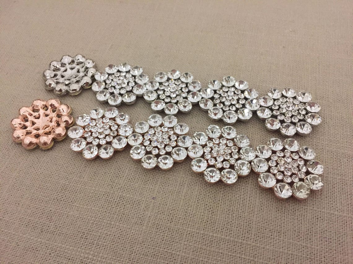 5 Rhinestone Buttons Rose Gold Rhinestone Button Rose Gold - Etsy