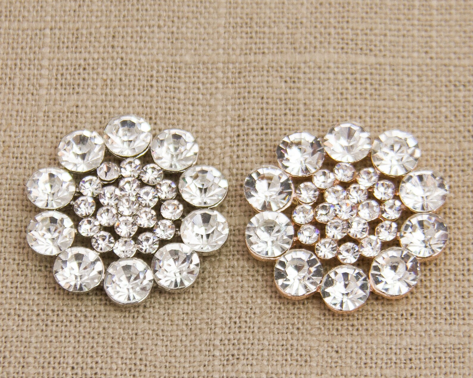 5 Rhinestone Buttons Silver Rhinestone Button Rose Gold Button - Etsy