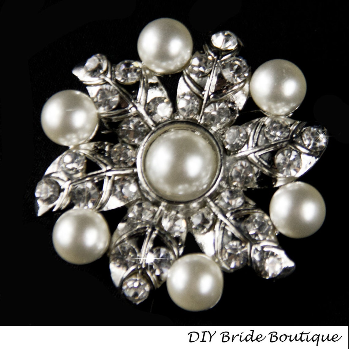 5 Rhinestone and Pearl Brooches Wedding Brooch Lot of 5 | Etsy