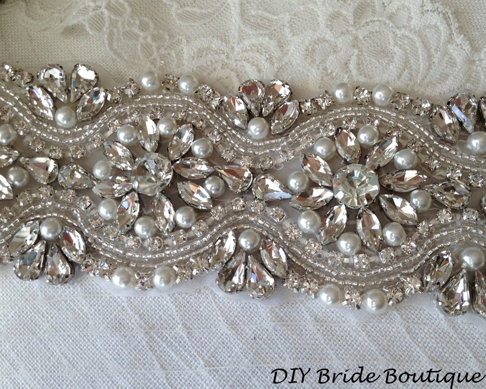 Rhinestone Applique Rhinestone Trim Bridal Sash Wedding - Etsy