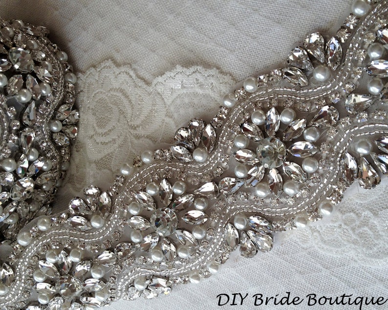 Rhinestone Applique Rhinestone Trim Bridal Sash Wedding - Etsy