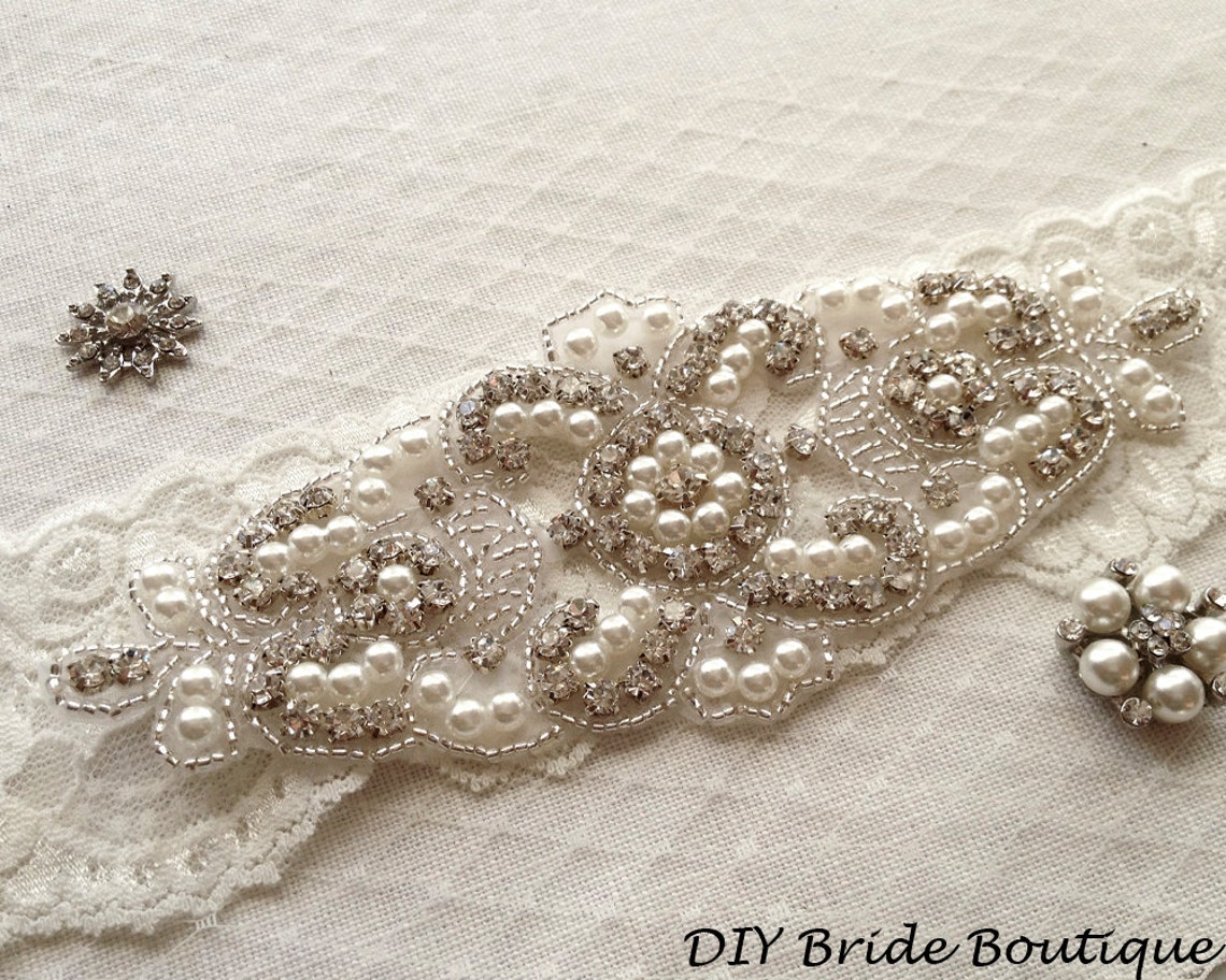 Pearl Applique Rhinestone Applique Wedding Sash Applique | Etsy