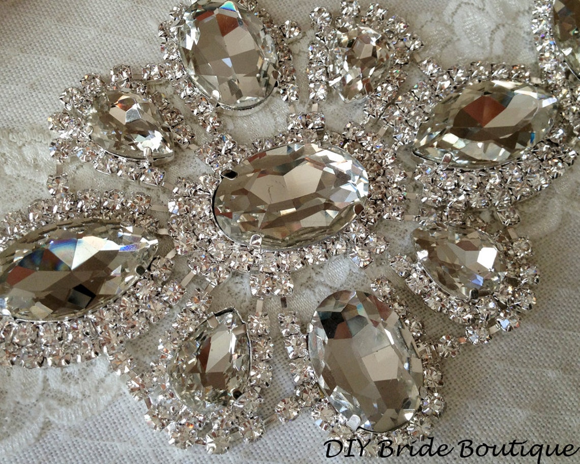 Rhinestone Applique Large Crystal Applique Wedding Applique - Etsy