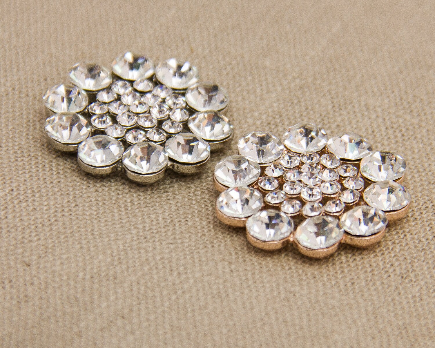 5 Rhinestone Buttons Silver Rhinestone Button Rose Gold Button | Etsy