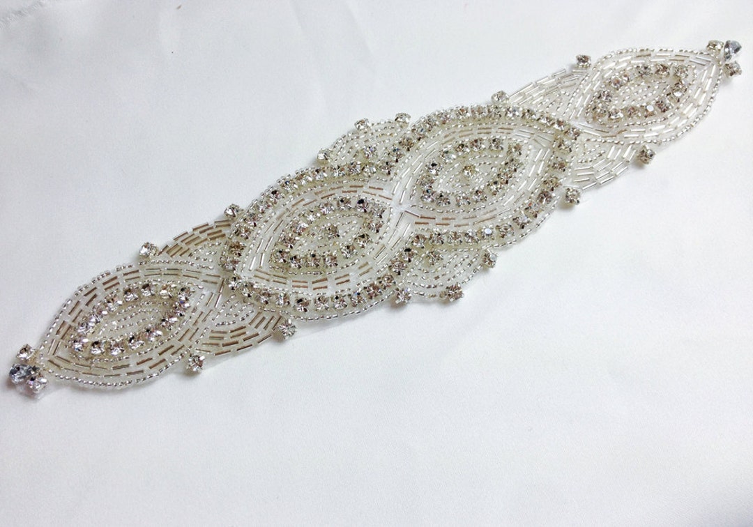 Crystal Applique, Rhinestone Applique, Wedding Applique, Beaded Crystal ...