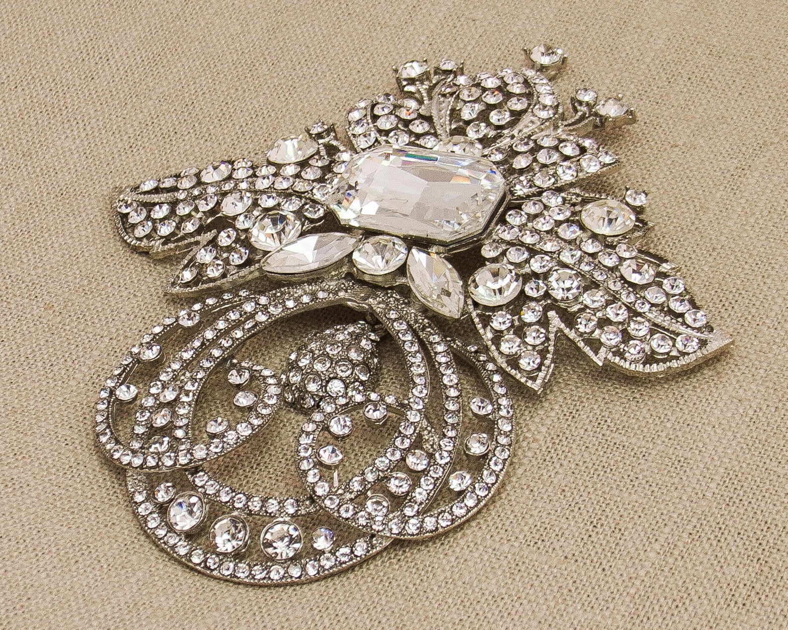 Rose Gold Wedding Brooch Large Rhinestone Brooch Statement - Etsy