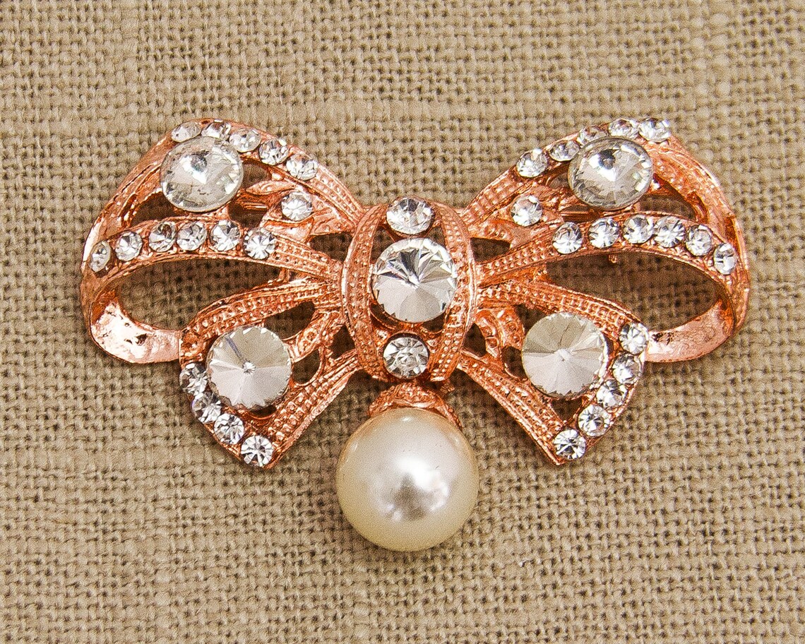 Rose Gold Wedding Brooch Rhinestone Brooch Bridal Brooch | Etsy