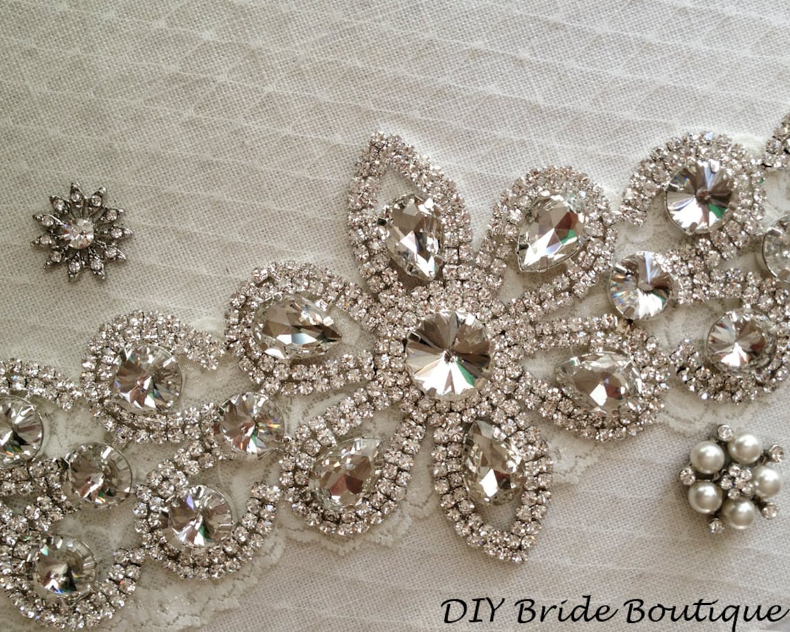 Rhinestone Applique Crystal Applique Rhinestone Lace Sew on - Etsy
