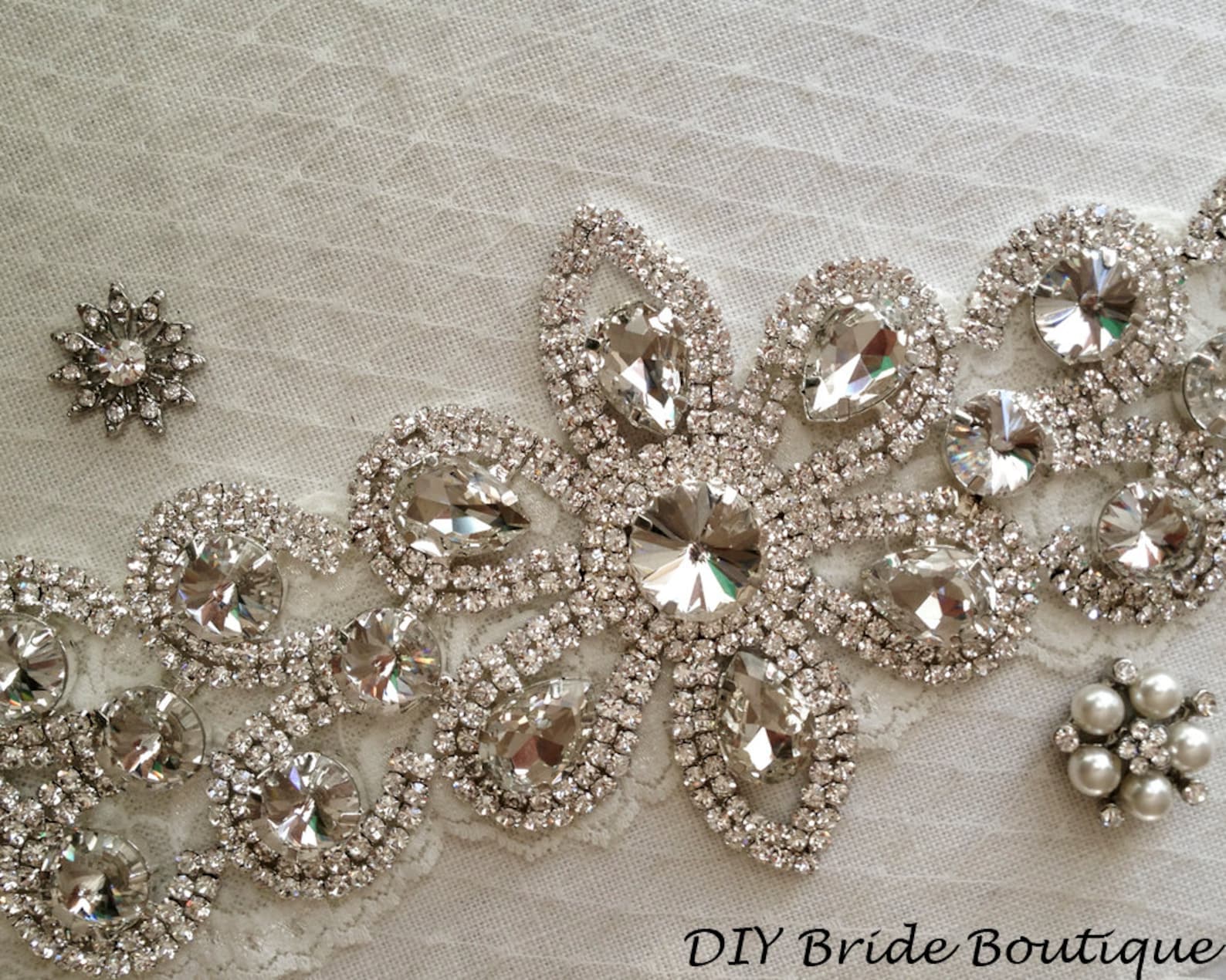 Rhinestone Applique Crystal Applique Rhinestone Lace Sew on - Etsy